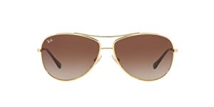 ray-ban rb3293 metal pilot sunglasses, gold/dark brown gradient, 63 mm