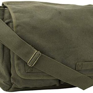 ARMYU Olive Green Original Heavyweight Classic Military Messenger Bag + Pin