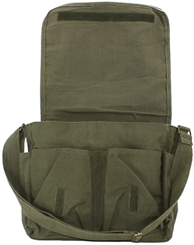 ARMYU Olive Green Original Heavyweight Classic Military Messenger Bag + Pin