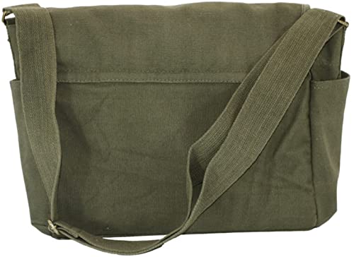 ARMYU Olive Green Original Heavyweight Classic Military Messenger Bag + Pin