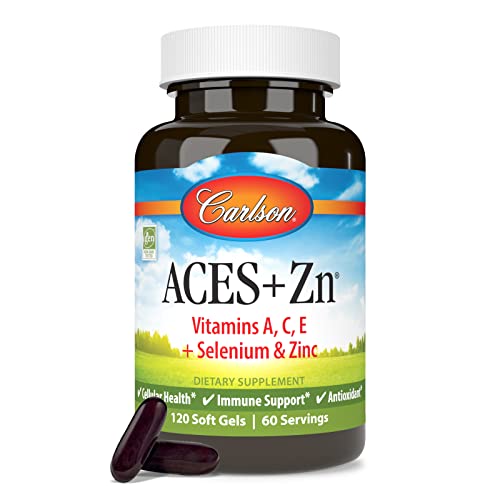 Carlson - ACES + Zn, Vitamins A, C, E + Selenium & Zinc, Cellular Health & Immune Support, Antioxidant, 120 Softgels