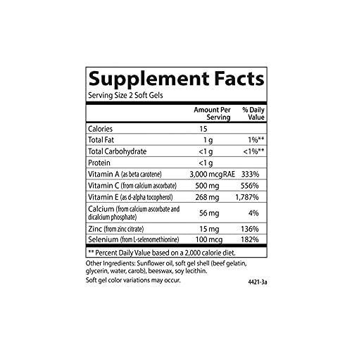 Carlson - ACES + Zn, Vitamins A, C, E + Selenium & Zinc, Cellular Health & Immune Support, Antioxidant, 120 Softgels