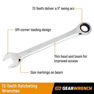 GEARWRENCH 5 Pc. 12 Pt. Ratcheting Combination Wrench Set, SAE - 93005