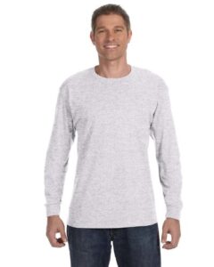 hanes tagless long-sleeve t-shirt,ash,large