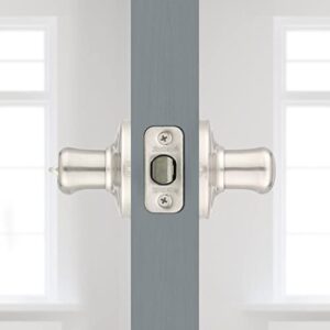 Kwikset Tustin Privacy Locking Door Handle, Interior Lever with Keyless Lock for Bedroom and Bathroom Doors, Reversible For Easy Install, Featuring Microban Protection, In Satin Nickel