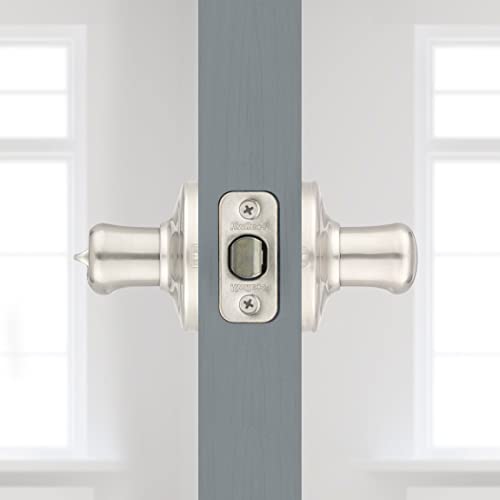 Kwikset Tustin Privacy Locking Door Handle, Interior Lever with Keyless Lock for Bedroom and Bathroom Doors, Reversible For Easy Install, Featuring Microban Protection, In Satin Nickel