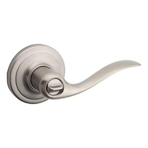 Kwikset Tustin Privacy Locking Door Handle, Interior Lever with Keyless Lock for Bedroom and Bathroom Doors, Reversible For Easy Install, Featuring Microban Protection, In Satin Nickel