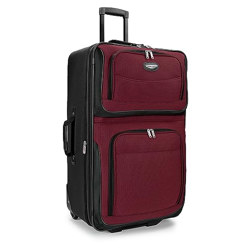 Travel Select Amsterdam Expandable Rolling Upright Luggage, Burgundy, Checked-Large 29-Inch