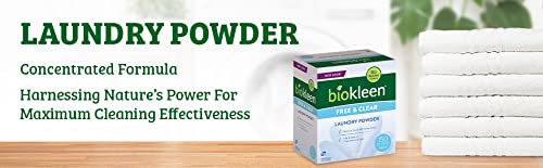 Biokleen Free & Clear Natural Laundry Detergent - 150 Loads - Powder, Concentrated, Eco-Friendly, Plant-Based, No Artificial Fragrance or Preservatives, Free & Clear