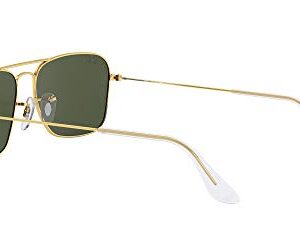 Ray-Ban RB3136 Caravan Square Sunglasses, Gold/G-15 Green, 58 mm