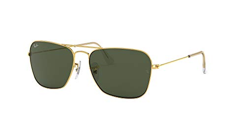 Ray-Ban RB3136 Caravan Square Sunglasses, Gold/G-15 Green, 58 mm