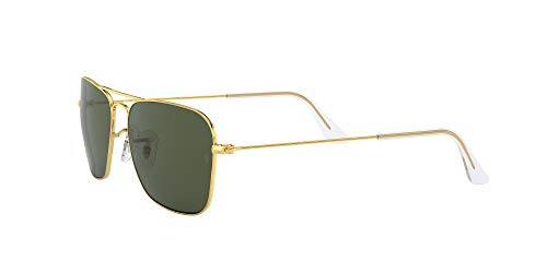 Ray-Ban RB3136 Caravan Square Sunglasses, Gold/G-15 Green, 58 mm