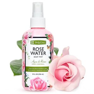 de la cruz rose water body mist - rosewater spray for face, skin and hair 8 fl oz (1 bottles)