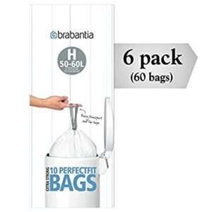 brabantia 246784 type h roll of 10 bin liners, fits bins of 50-60 liter (pack of 6 rolls)