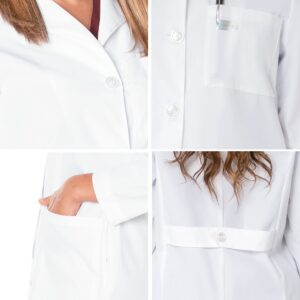 Landau Relaxed Fit 3-Pocket 4-Button Full-Length Lab Coat for Women 3155, White, 6