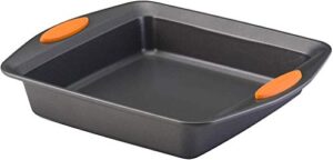 rachael ray yum -o! nonstick bakeware baking pan / nonstick cake pan, square - 9 inch, gray