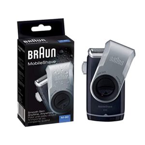 braun pocket m90 rasierer stainless steel battery powered shaver