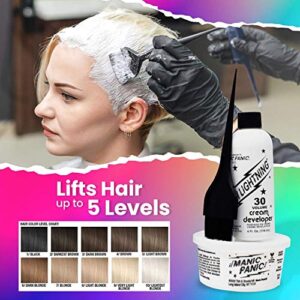 MANIC PANIC Flash Lightning Hair Bleach Kit - 30 Volume Developer + Bleach Powder for Hair Lightening + Lifting up to Five Levels - Vegan And Cruelty Free