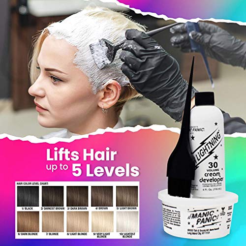 MANIC PANIC Flash Lightning Hair Bleach Kit - 30 Volume Developer + Bleach Powder for Hair Lightening + Lifting up to Five Levels - Vegan And Cruelty Free