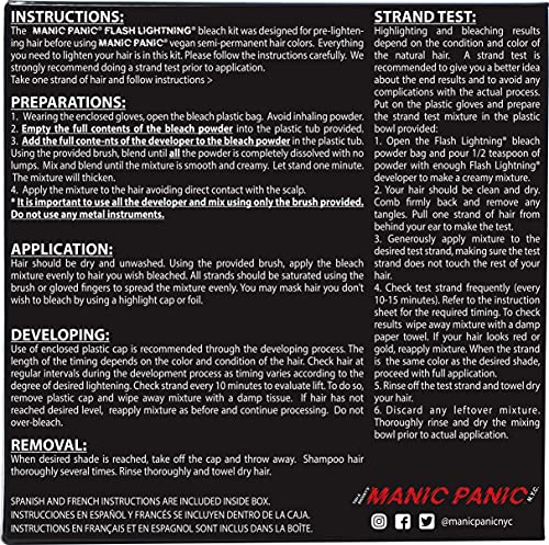 MANIC PANIC Flash Lightning Hair Bleach Kit - 30 Volume Developer + Bleach Powder for Hair Lightening + Lifting up to Five Levels - Vegan And Cruelty Free