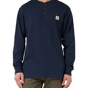 Carhartt Men's Loose Fit Heavyweight Long-Sleeve Pocket Henley T-Shirt, Navy, Small