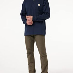 Carhartt Men's Loose Fit Heavyweight Long-Sleeve Pocket Henley T-Shirt, Navy, Small