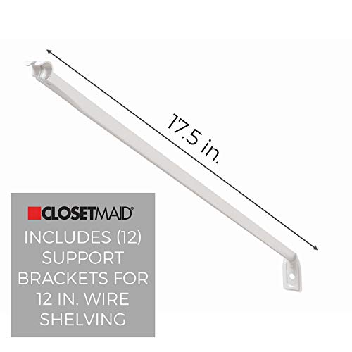 ClosetMaid 21775 12-Inch Support Brackets for Wire Shelving, White,12-pack