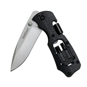 kershaw select fire multi-function pocket knife, 4-piece bit set and driver, 3.4" 8cr13mov steel blade, manual washer folding edc,black