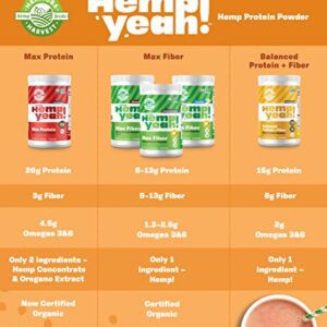 Manitoba Harvest Hemp Yeah! Organic Max Fiber Protein Powder, Vanilla, 16oz; with 10g of Fiber, 9g Protein and 1.9g Omegas 3&6 per Serving, Preservative Free, Non-GMO