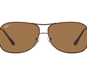 Ray-Ban RB3267 Metal Aviator Sunglasses, Brown/Polarized Brown, 64 mm