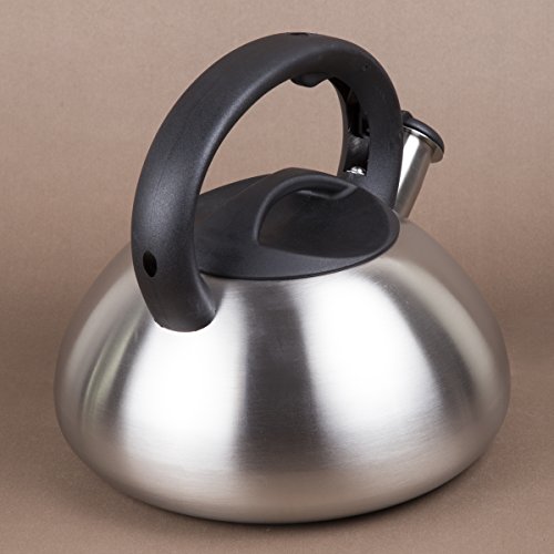 Creative Home Sphere 3.0 Quart Stainless Steel Whistling Tea Kettle Stove Top Teapot with Stay Cool Handle, Brushed Finish