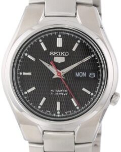 Seiko Men's SNK607 Seiko 5 Automatic Black Dial Stainless-Steel Bracelet Watch