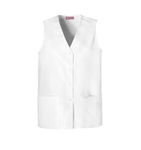 cherokee women scrubs vest button front 1602, xl, white