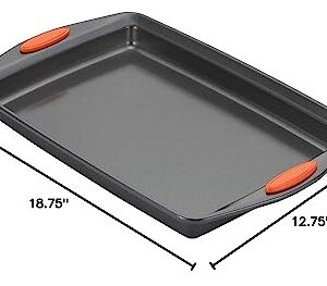 Rachael Ray 55673 Nonstick Bakeware Set with Grips includes Nonstick Bread Pan, Baking Pans and Cake Pans - 5 Piece, Gray with Orange Grips