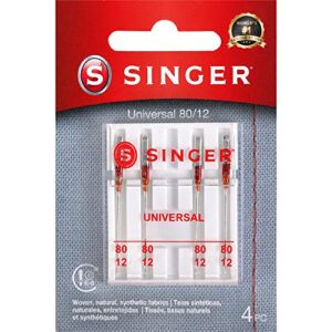 singer 4715 universal regular point machine needles, size 80/12, 4-count