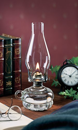 Lamplight 12-inch Chamber Oil Lamp Clear Glass, 110 White