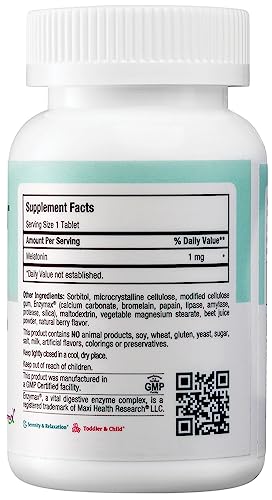 Maxi Health Chewable Sleep Aid Tablets - Natural Supplement for Children and Adults - Helps Fall Asleep Faster and Stay Sleeping Longer (Chewable, 200 Count)