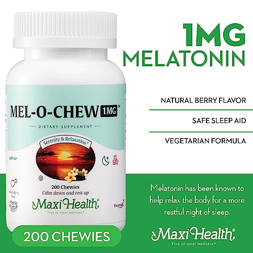 Maxi Health Chewable Sleep Aid Tablets - Natural Supplement for Children and Adults - Helps Fall Asleep Faster and Stay Sleeping Longer (Chewable, 200 Count)