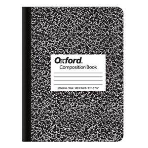 oxford marble composition book, 7.5 x 9.75 inches, wide rule, paperback, 100 sheets, white (63795)