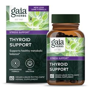 gaia herbs thyroid support - made with ashwagandha, kelp, brown seaweed, and schisandra to support healthy metabolic balance and overall well-being - 60 vegan liquid phyto-capsules (20-day supply)