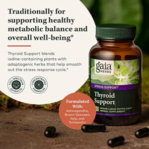 Gaia Herbs Thyroid Support - Made with Ashwagandha, Kelp, Brown Seaweed, and Schisandra to Support Healthy Metabolic Balance and Overall Well-Being - 60 Vegan Liquid Phyto-Capsules (20-Day Supply)