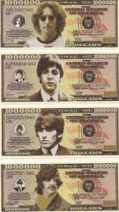 the beatles $million dollar$ novelty bills complete set of 4