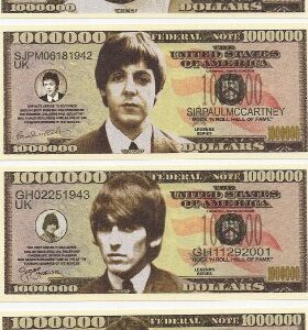 The Beatles $Million Dollar$ Novelty Bills Complete Set of 4