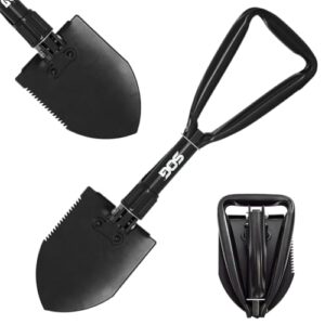 sog entrenching tool- 18.25 inch folding survival shovel with wood saw edge and tactical shovel carry case- black (f08-n)