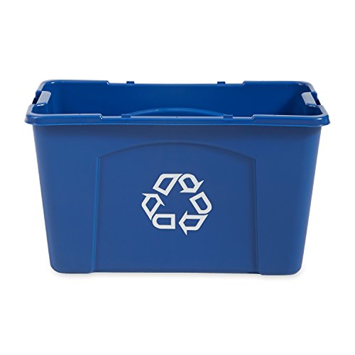 Rubbermaid Commercial Products, Recycling Bin/Box for Paper and Packaging, Stackable, 18 GAL, for Indoors/Outdoors/Garages/Homes/Commercial Facilities, Blue (FG571873BLUE)