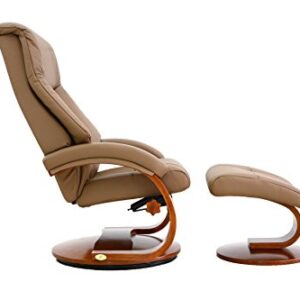 Mac Motion Chairs Collection by Mac Motion Mandal Top Grain Leather Oslo Recliner and Ottoman, Sand (tan)