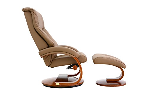 Mac Motion Chairs Collection by Mac Motion Mandal Top Grain Leather Oslo Recliner and Ottoman, Sand (tan)