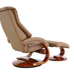 Mac Motion Chairs Collection by Mac Motion Mandal Top Grain Leather Oslo Recliner and Ottoman, Sand (tan)