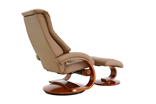 Mac Motion Chairs Collection by Mac Motion Mandal Top Grain Leather Oslo Recliner and Ottoman, Sand (tan)