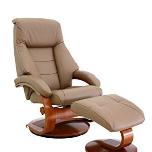 Mac Motion Chairs Collection by Mac Motion Mandal Top Grain Leather Oslo Recliner and Ottoman, Sand (tan)